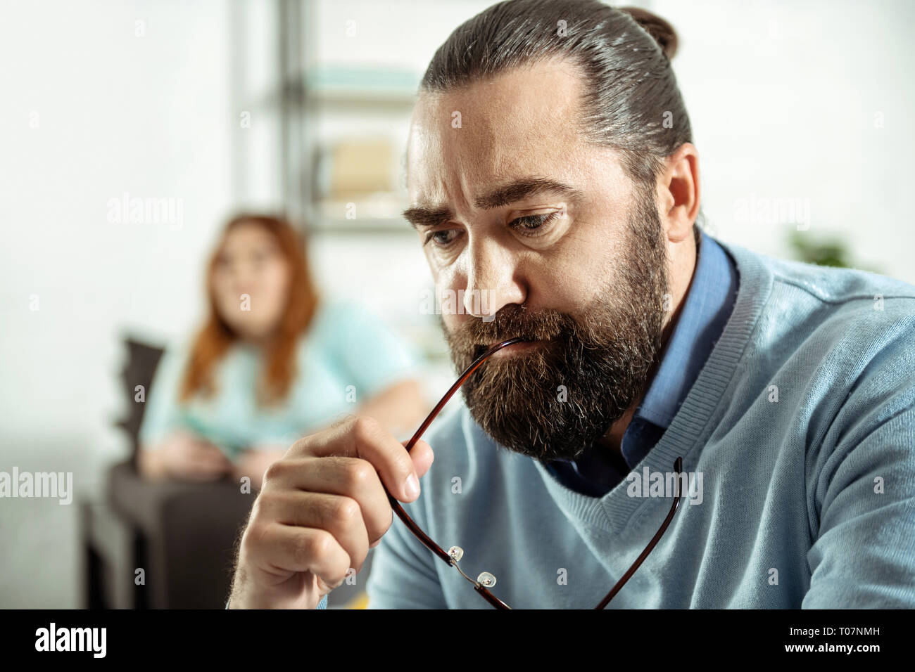 Close up of concentrated man that creating plan Stock Photo - Alamy