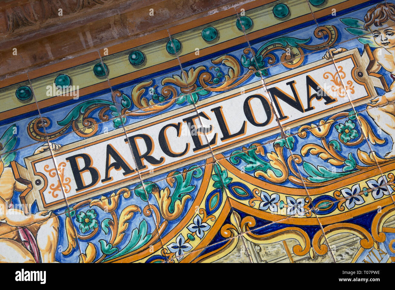 Barcelona Sign; Plaza de Espana Square, Seville; Spain Stock Photo - Alamy