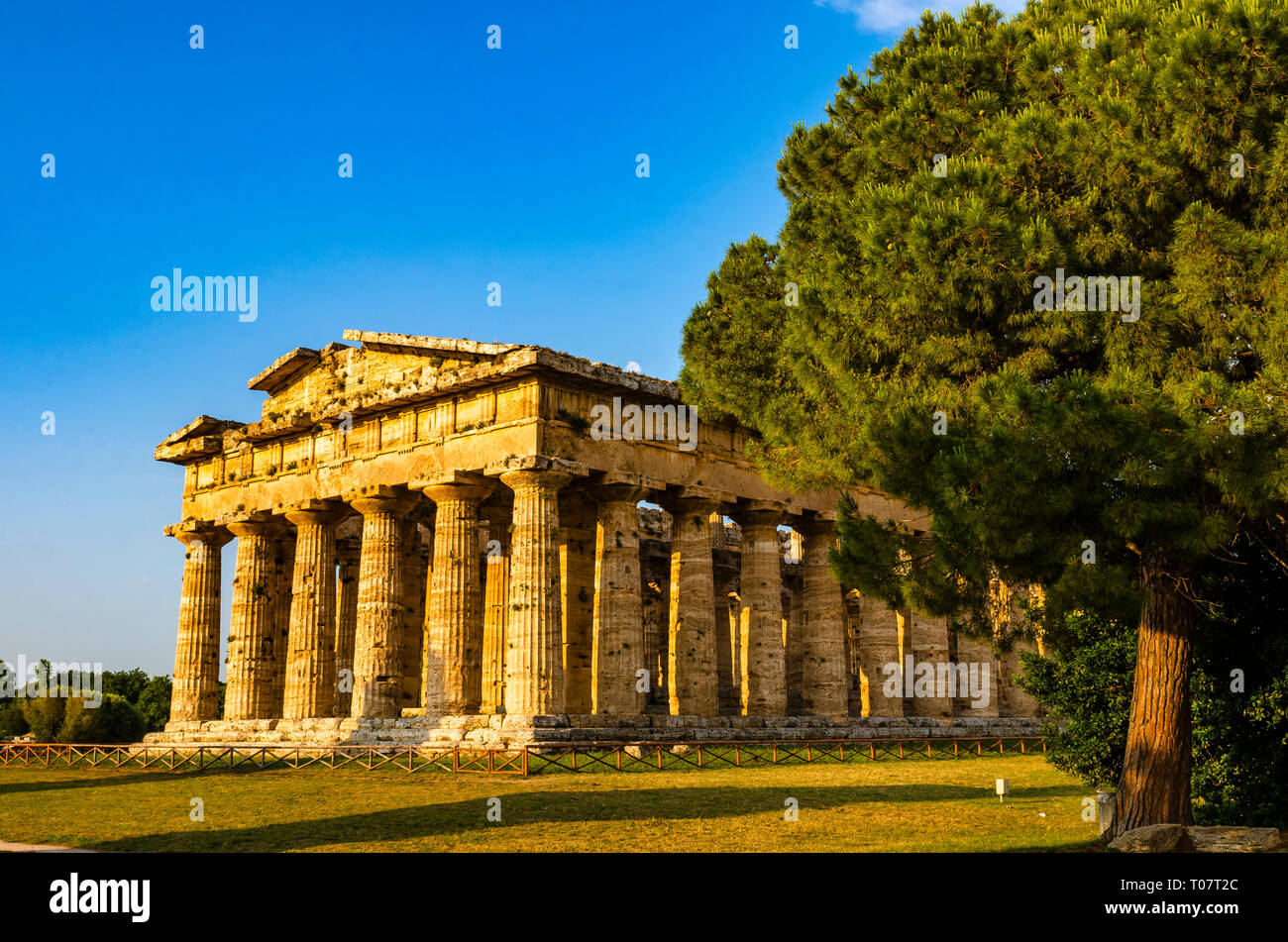 Paestum , Temple of Neptune or Hera II. Italy Stock Photo - Alamy