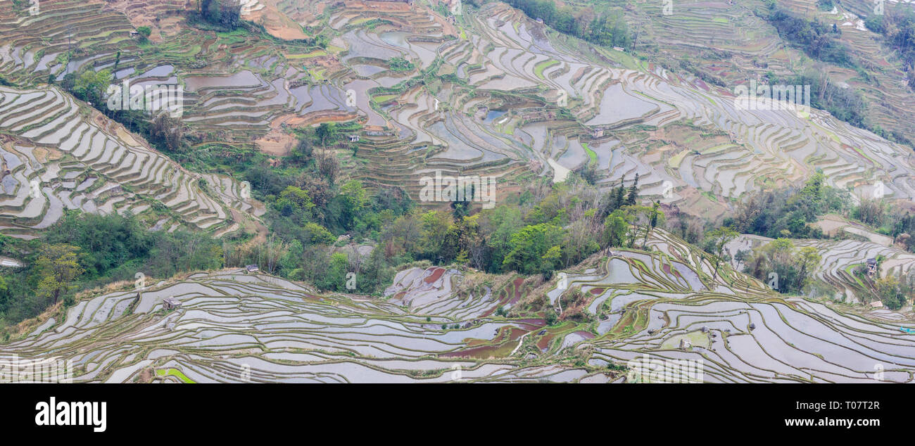 Bana scenic spot in Yuanyang rice terraces in Yunnan province Stock ...