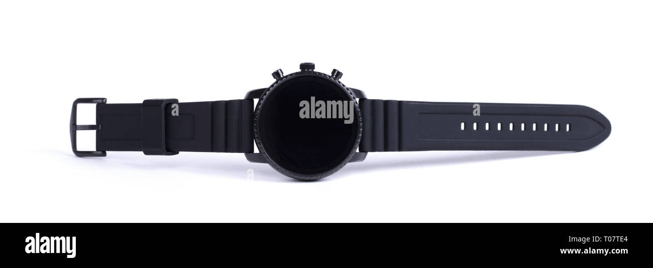 Black smartwatch isolated on a white background Stock Photo - Alamy