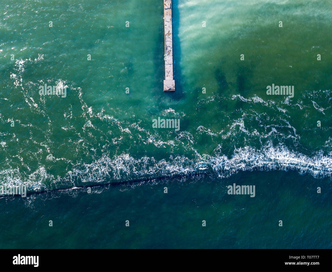 Natural sea background with turquoise water. Top aerial view from drone ...
