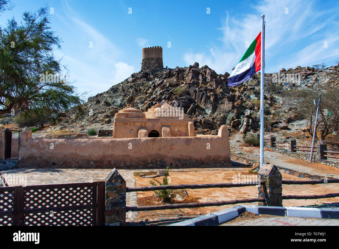 Al Bidya historical mosque and fort in emirate of Fujairah in United ...