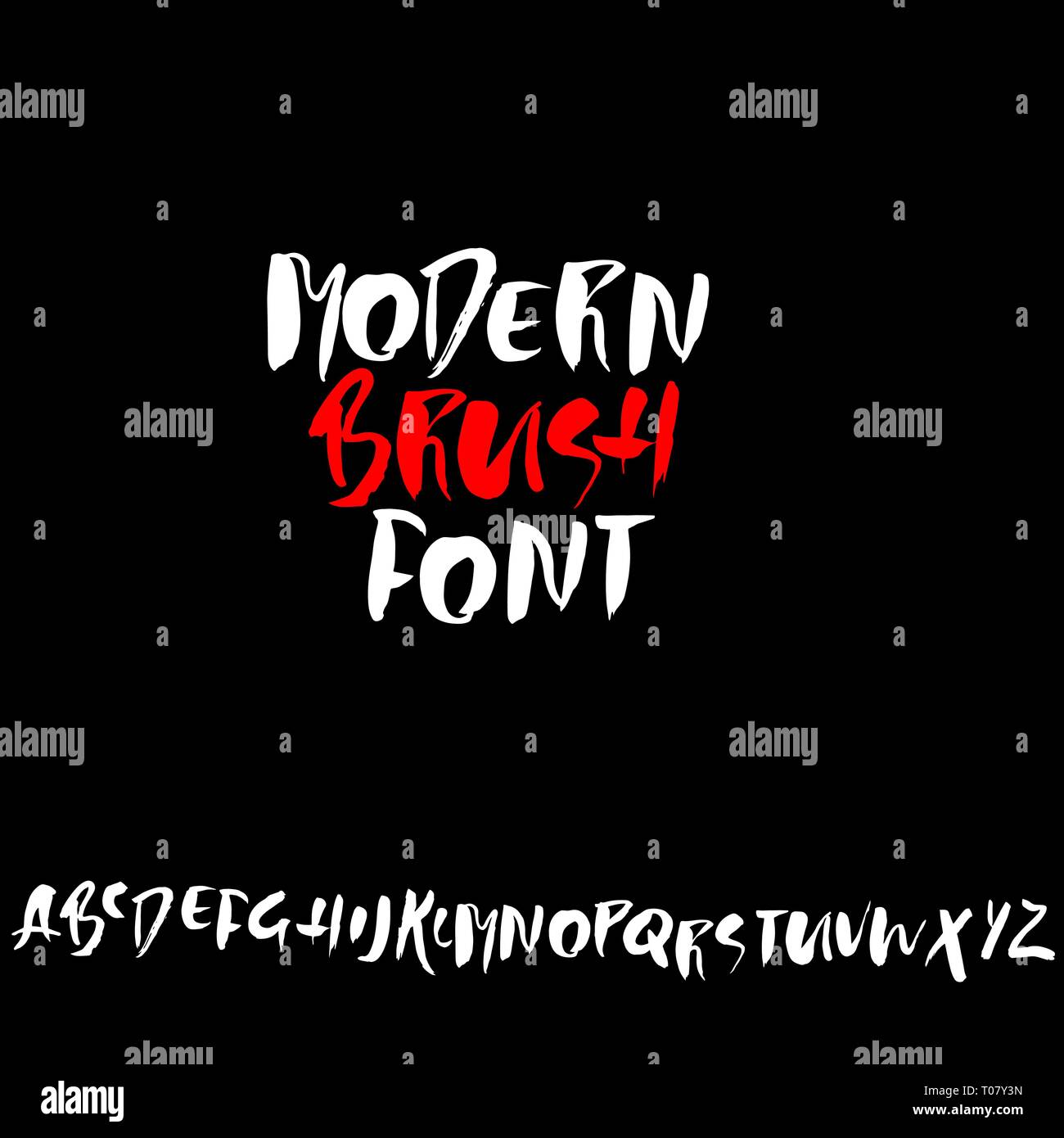 Hand drawn modern dry brush lettering. Grunge style alphabet ...