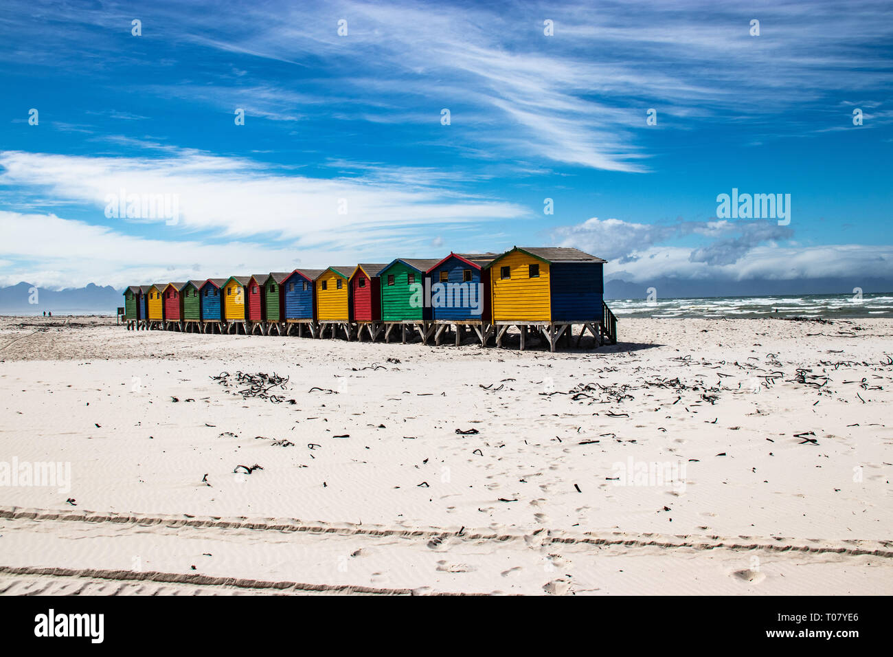 Muizenberg Beach colored huts Stock Photo - Alamy