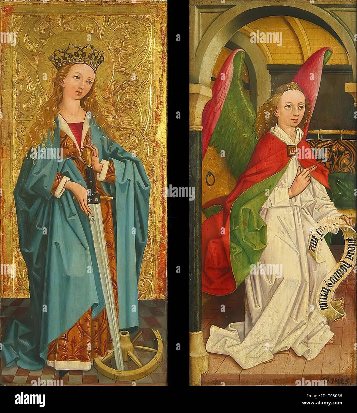 'Diptych: St Catherine and the Angel from the Annunciation Scene ...