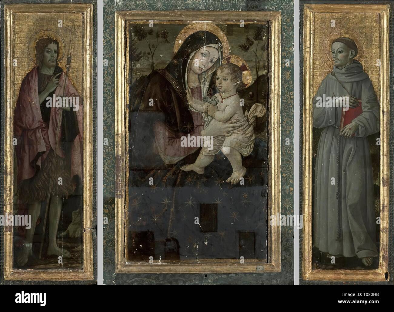 'Triptych: Madonna and Child. John the Baptist. St Francis'. Italy, Late 15th century ...