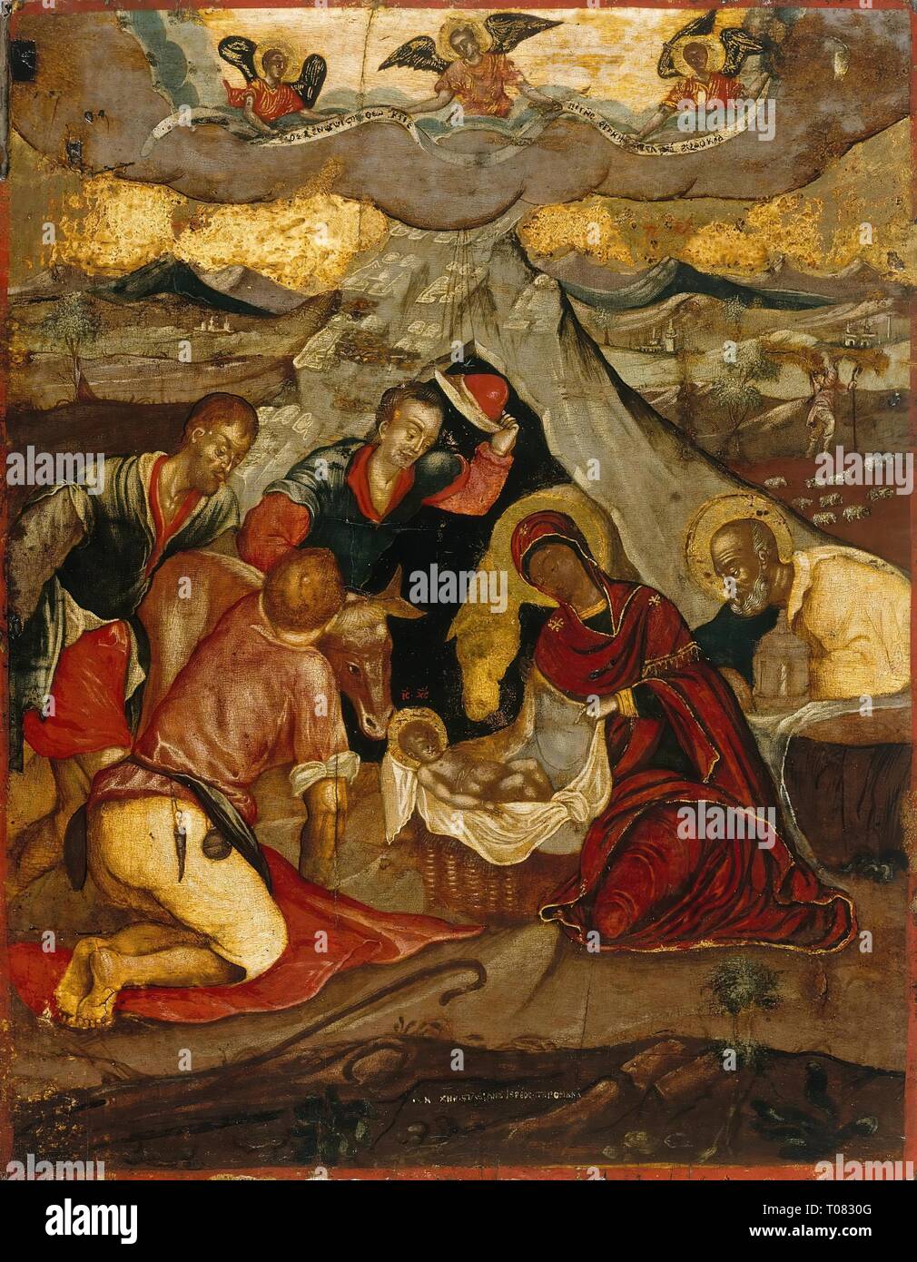 'Icon: The Adoration of the Shepherds (The Nativity)'. Greece, 1650 ...