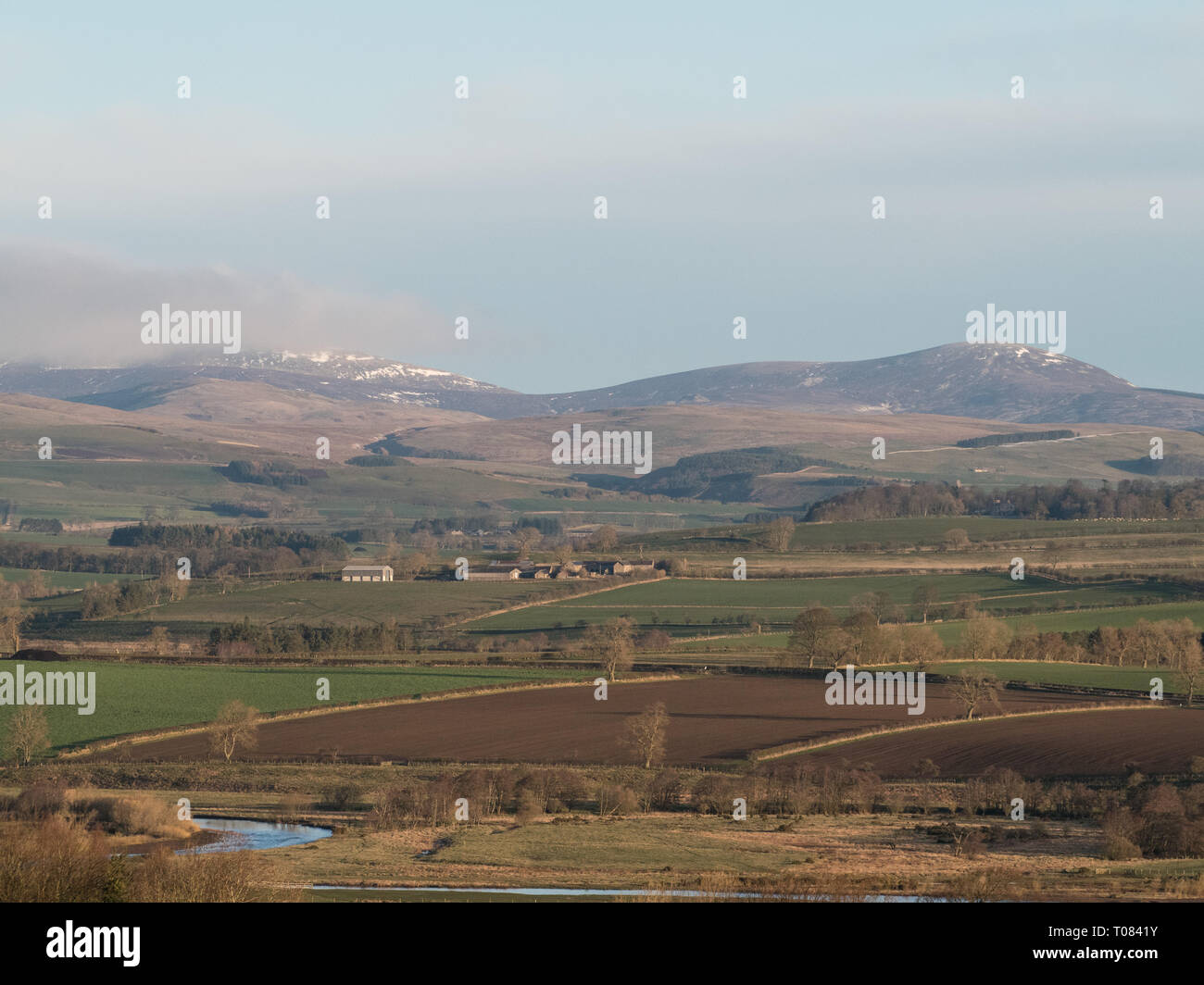 Landscape near Rothbury, Northumberland, looking north, early morning ...