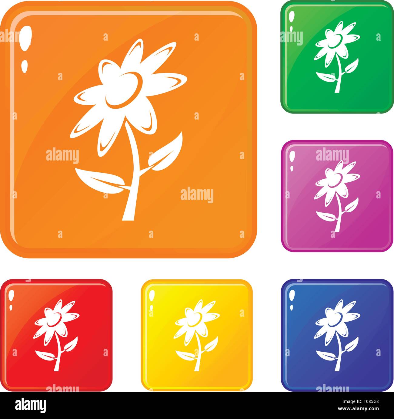 Flower icons set vector color Stock Vector Image & Art - Alamy