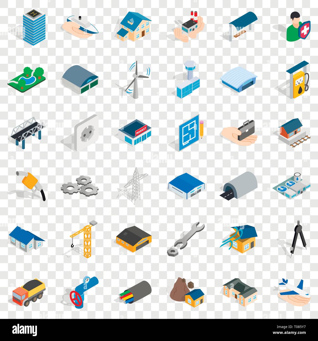 Construction site icons set, isometric style Stock Vector Image & Art ...