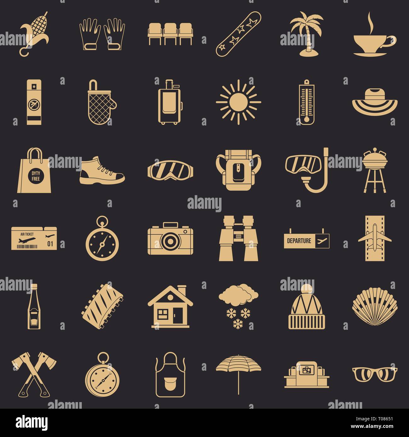 Vacation icons set, simple style Stock Vector Image & Art - Alamy