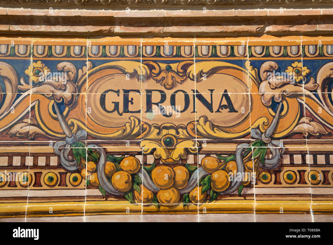 Gerona Sign; Plaza de Espana Square; Seville; Spain Stock Photo - Alamy