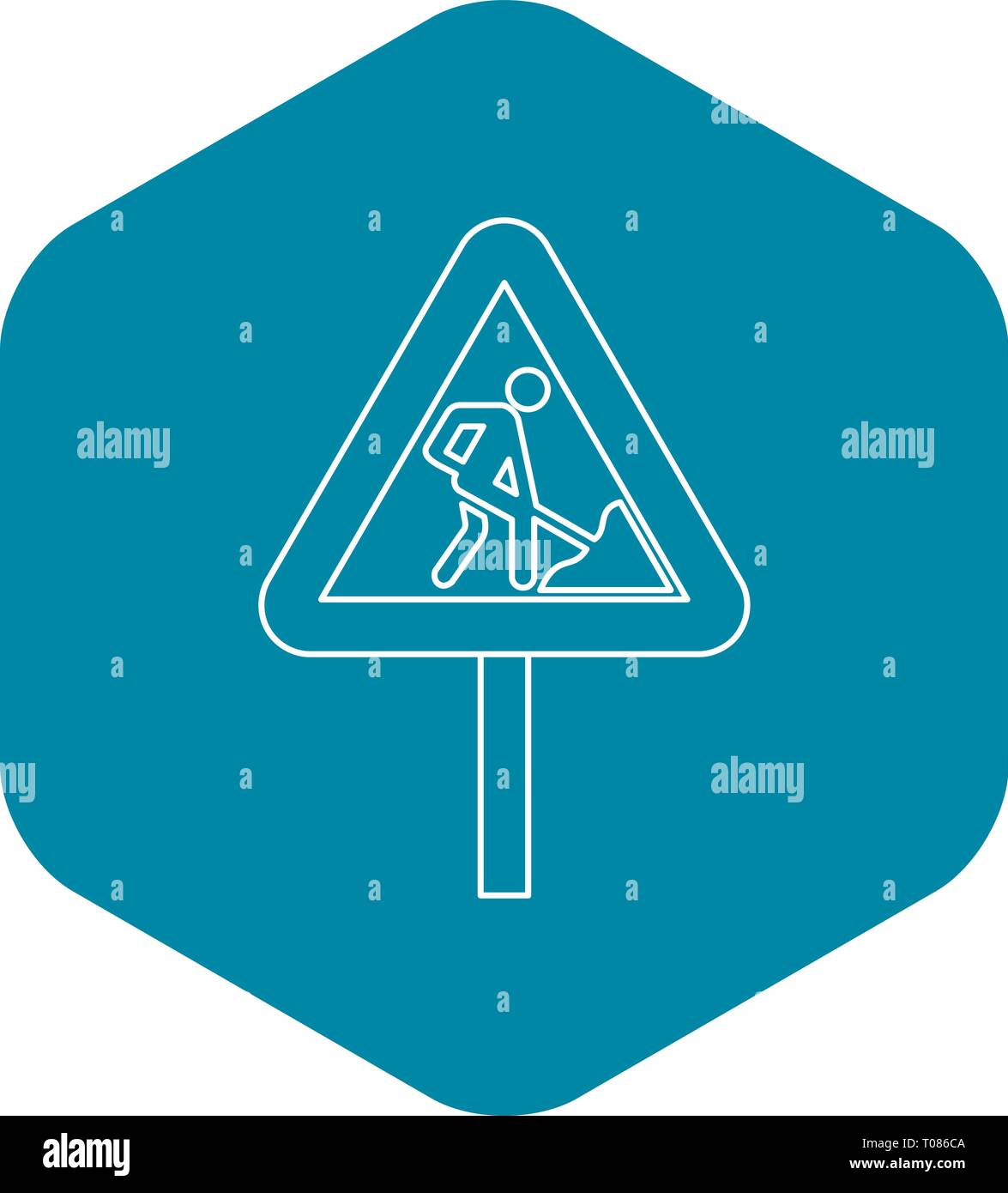 Road works warning traffic sign icon outline style Stock Vector Image ...