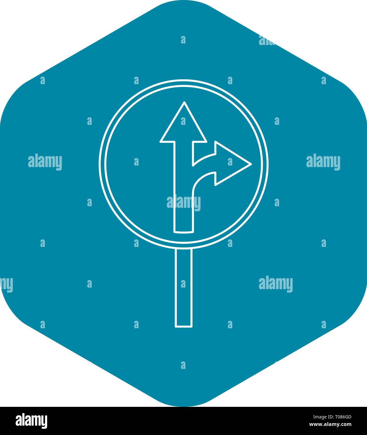 Straight or right turn ahead traffic sign icon Stock Vector Image & Art ...