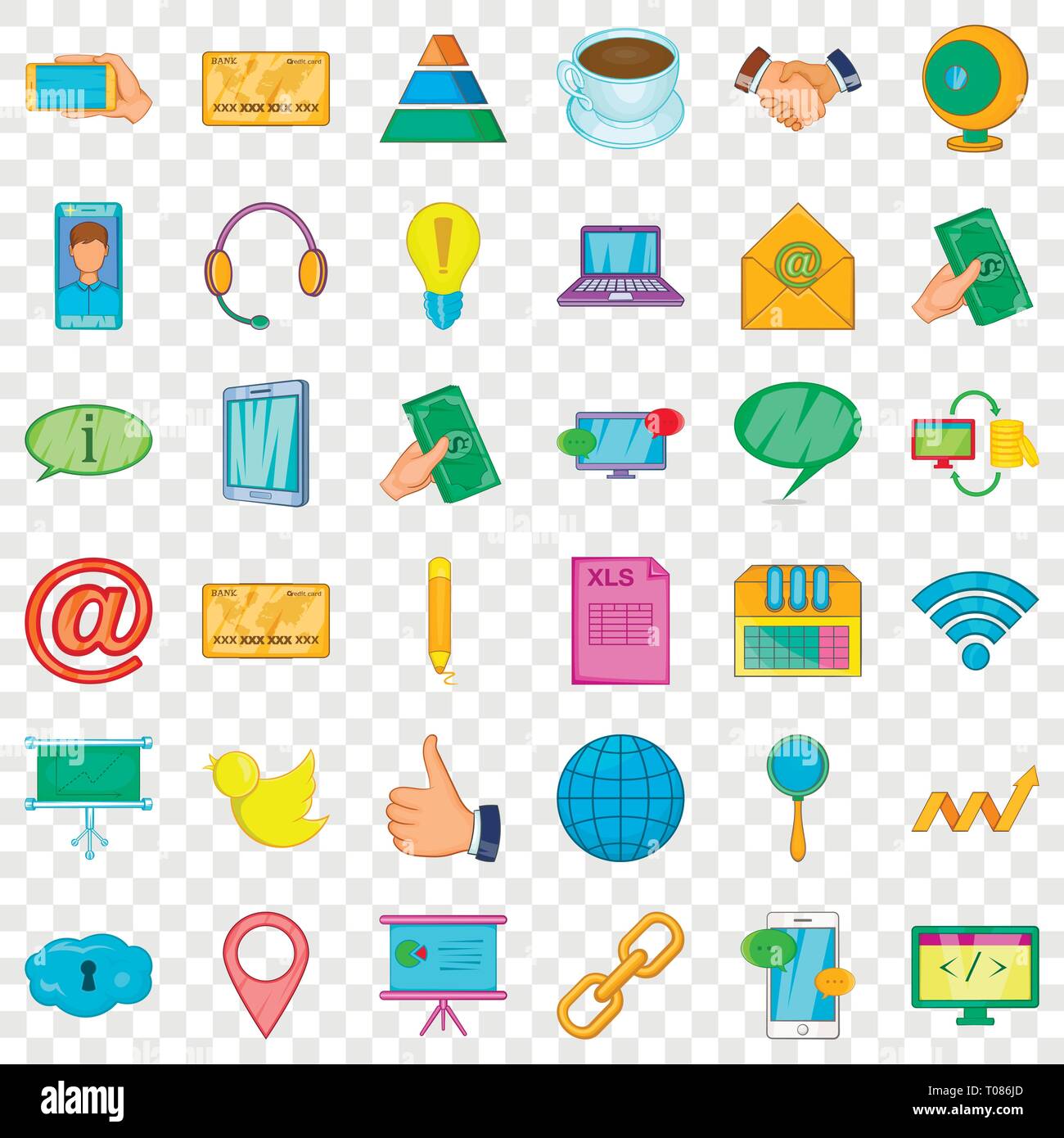Contact us icons set, cartoon style Stock Vector Image & Art - Alamy