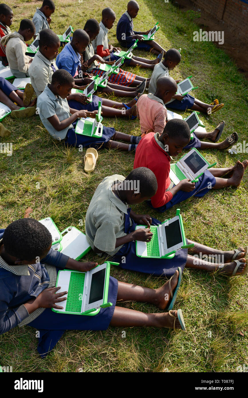 RWANDA, Ruhengeri, Primary school, Initiative One laptop per child OLPC ...