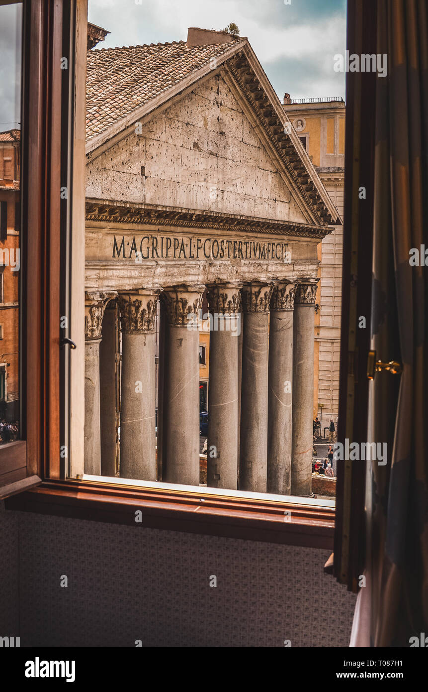 View of the Pantheon from hotel window Stock Photo - Alamy