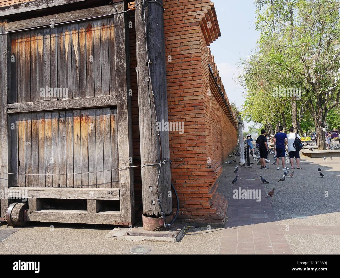 CHIANG MAI, THAILAND—MARCH 2018: The ruins of Tha Phae Gate, one of the ...