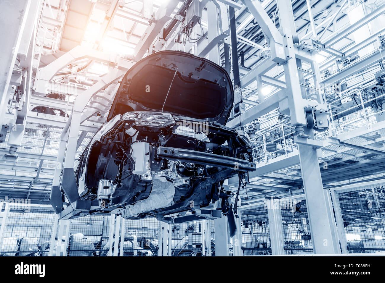 Modern automobile production line, automated production equipment Stock ...