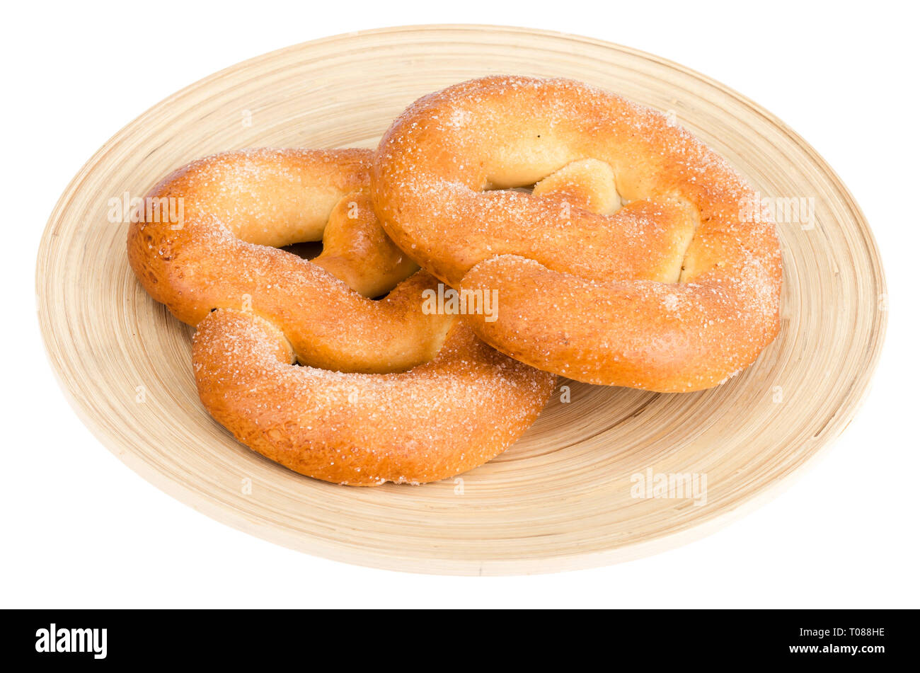 Delicious sweet pastries homemade pretzel with sugar. Studio Photo ...