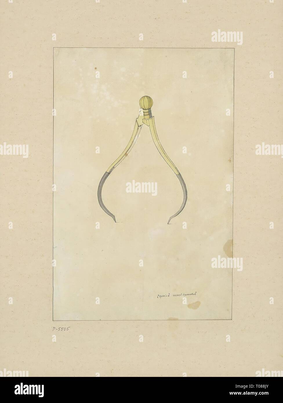 'Drawing of the Bow Compass'. Russia, 1730s. Dimensions: 45,8x29,9 cm ...