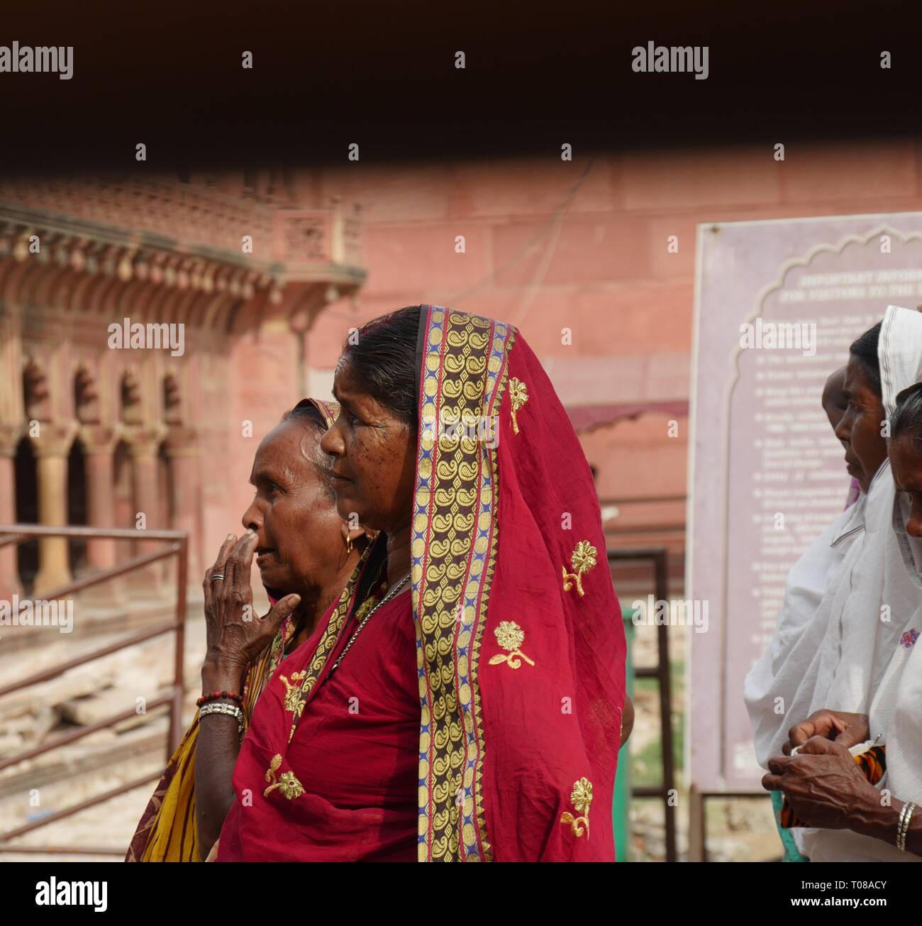 AGRA, UTTAR PRADESH, INDIA--MARCH 2018: Women wearing colorful ...