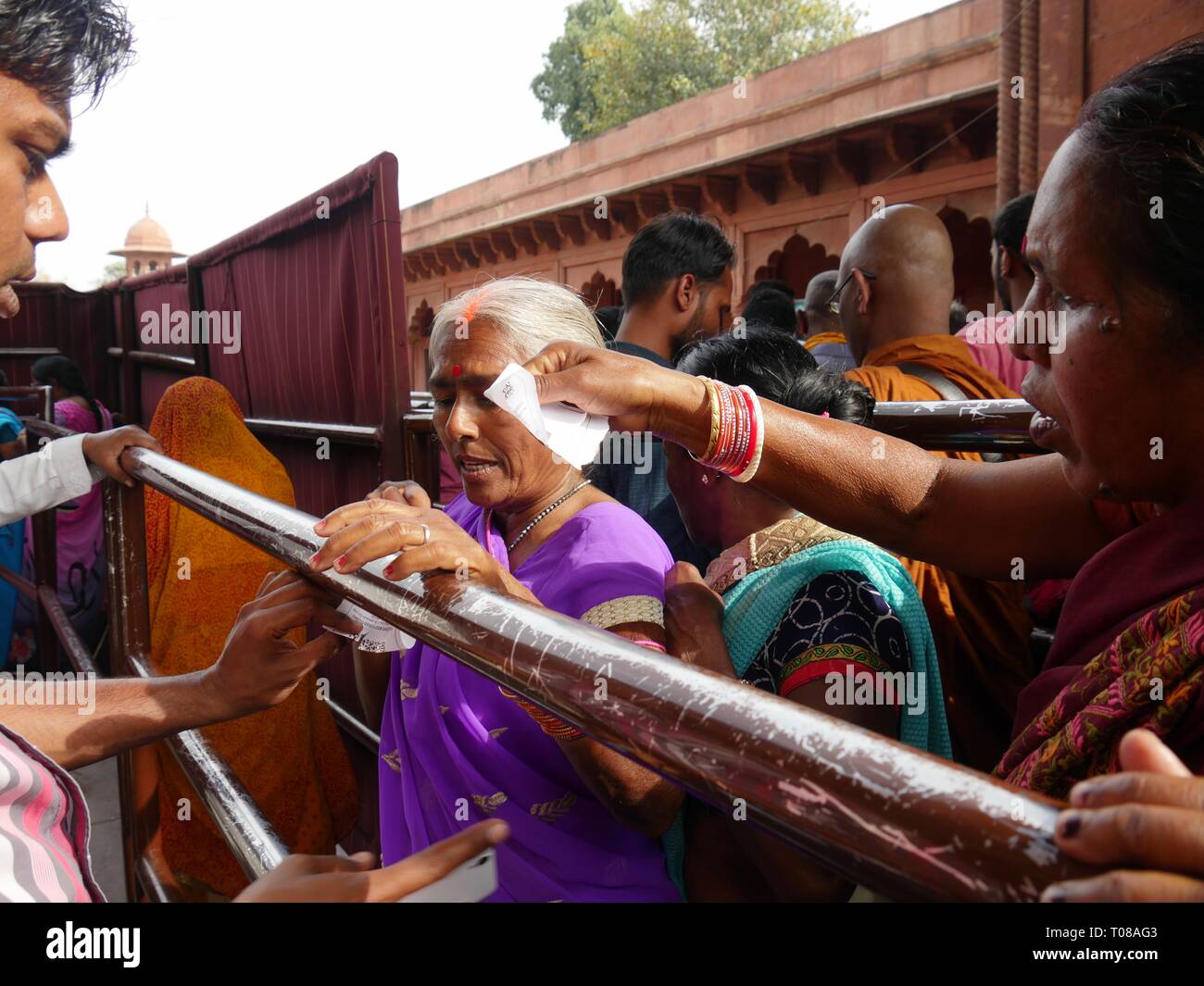 AGRA, UTTAR PRADESH, INDIA--MARCH 2018: Women in colorful traditional ...