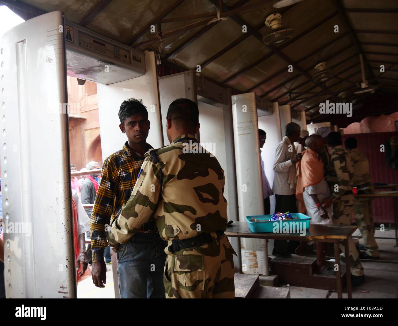 AGRA, UTTAR PRADESH, INDIA--MARCH 2018: Security staff body pat ...