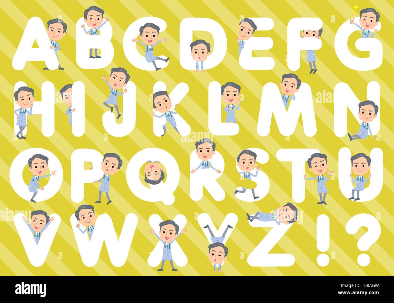 A set of doctor man designed with alphabet.Characters with fun ...