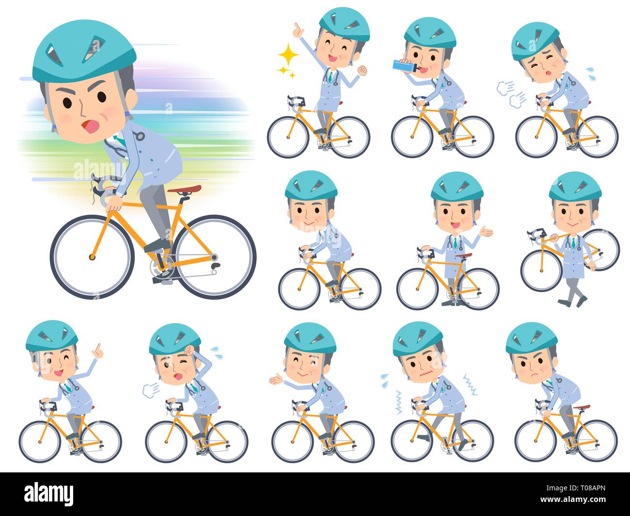 A set of doctor man on a road bike.There is an action that is enjoying ...