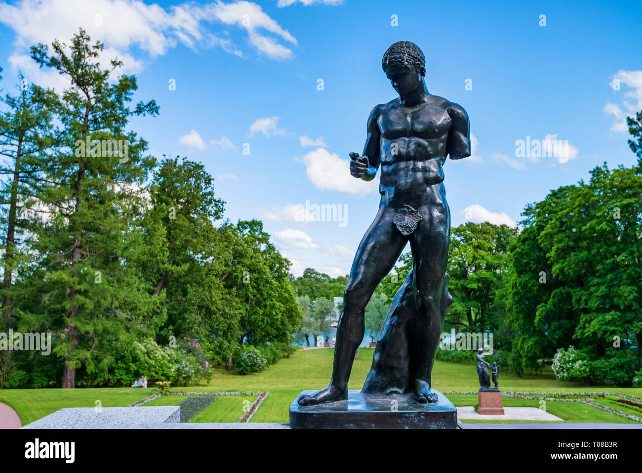 Granite statue of antique man in Tsarskoye Selo, Russia Stock Photo - Alamy