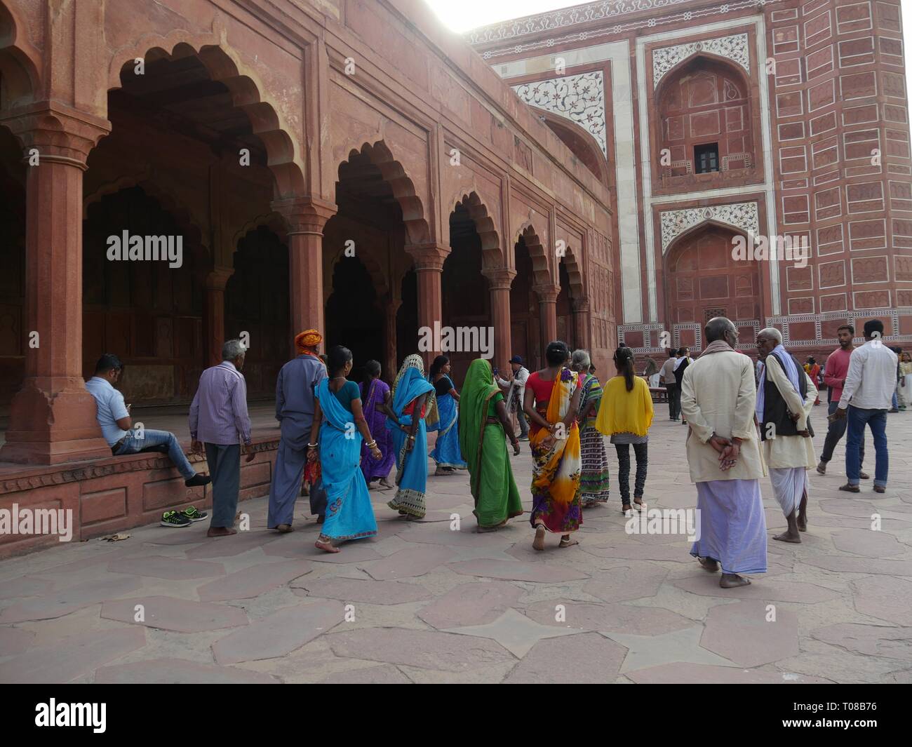 AGRA, UTTAR PRADESH, INDIA--MARCH 2018: Women in colorful traditional ...
