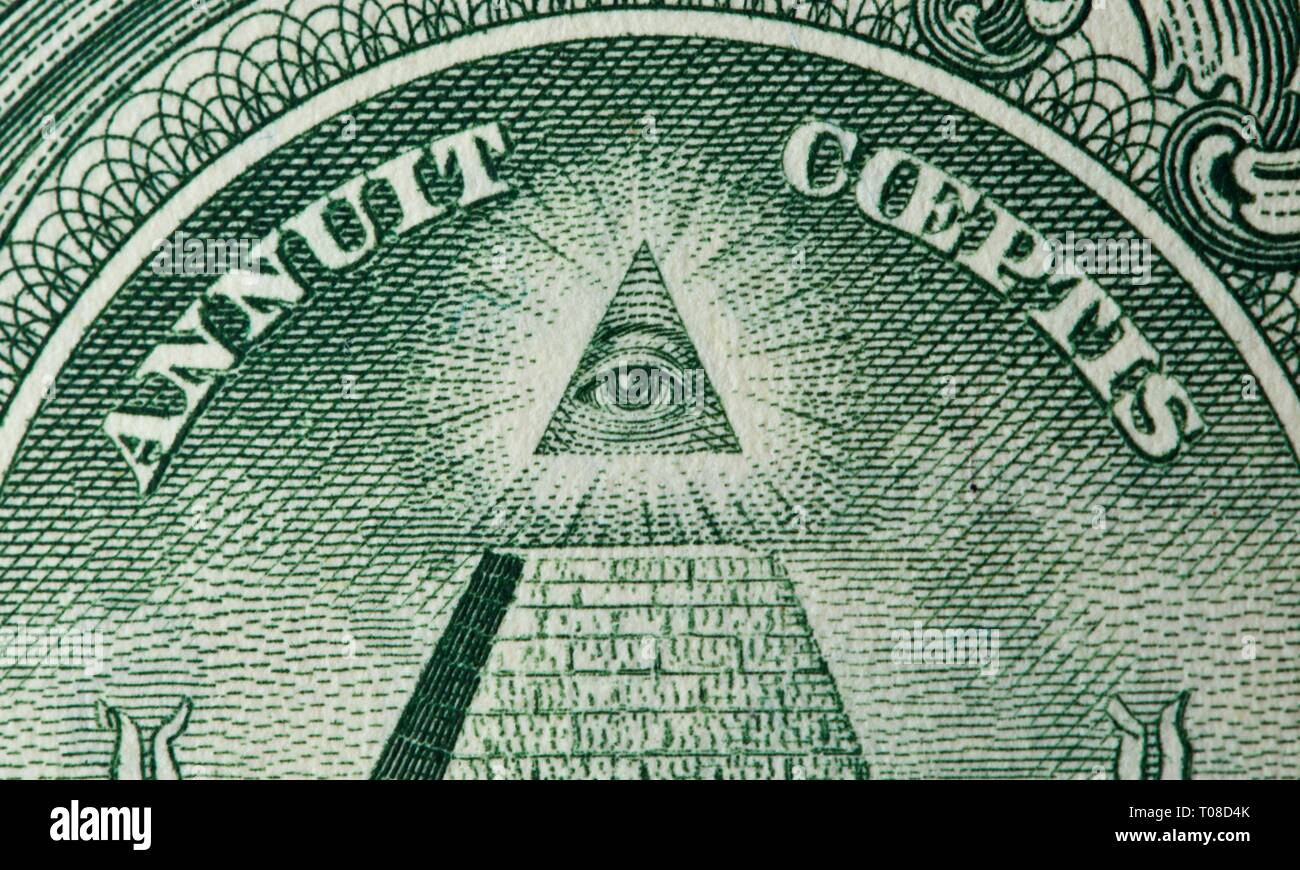 Eye of Providence on the reverse side of the United States one-dollar ...