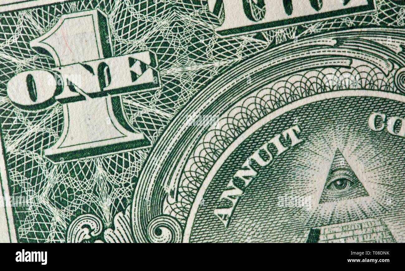 Eye of Providence on the reverse side of the United States one-dollar ...