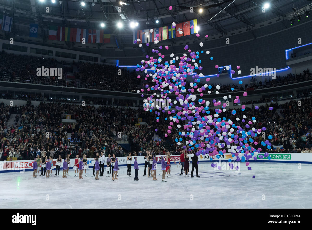 All participants during 2019 exhibition gala of European figure skating ...