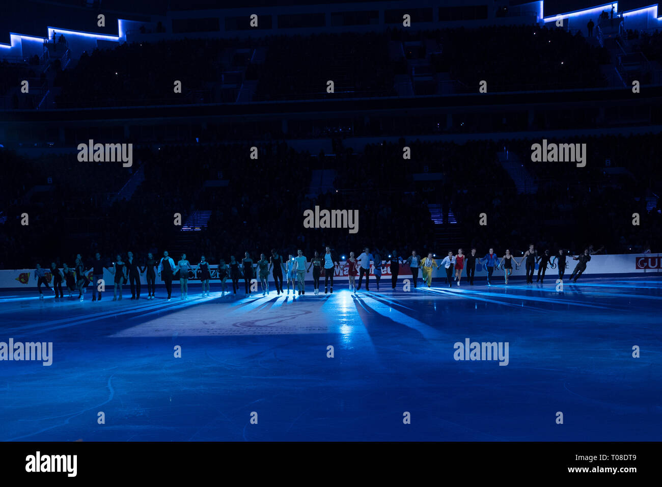 All participants during 2019 exhibition gala of European figure skating ...