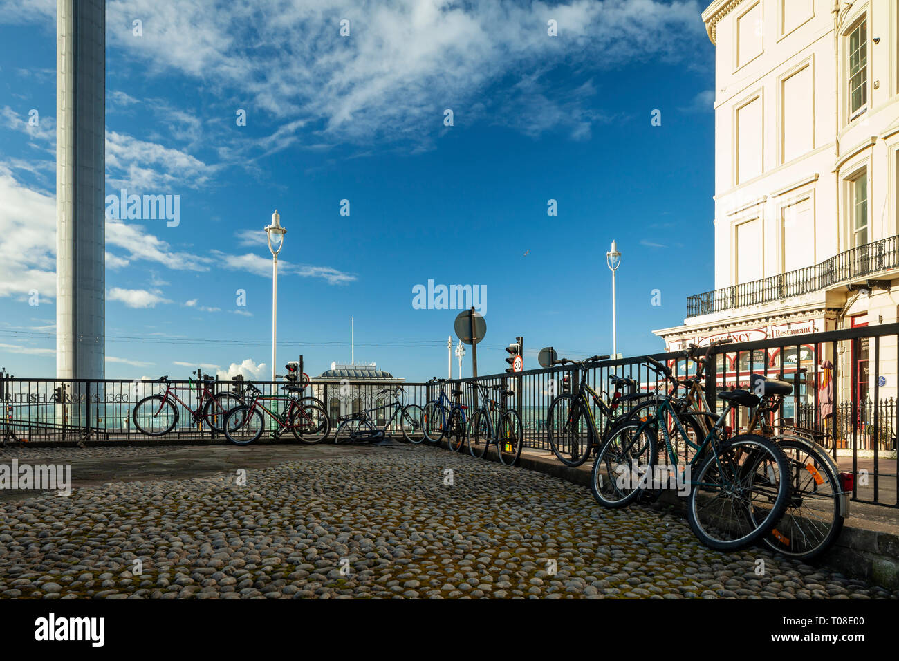 Sunny morning at Regency Square on Brighton seafront, East Sussex ...