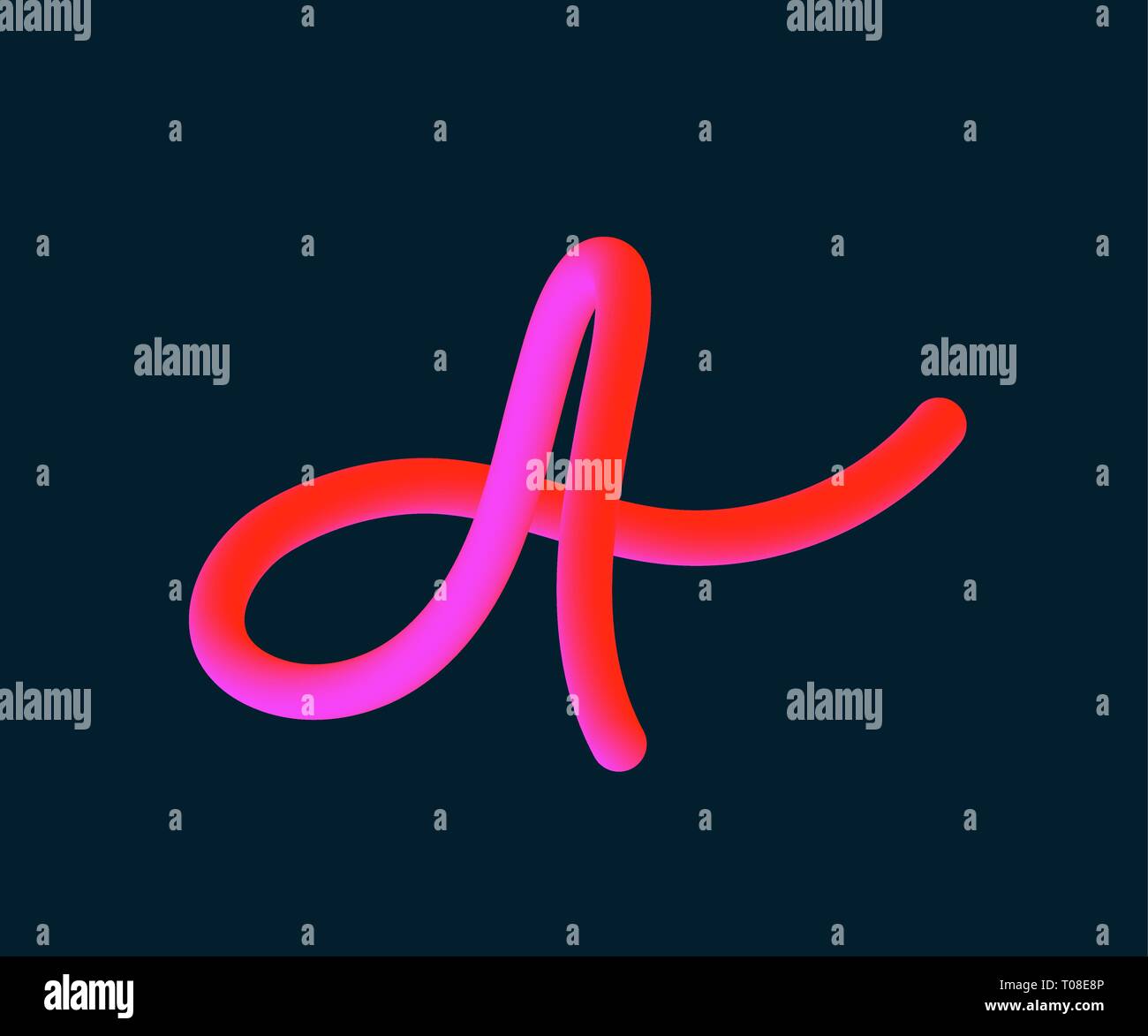 Vector isolated letters. - Vektorgrafik. Neon 3D letter. 3D Rounded ...