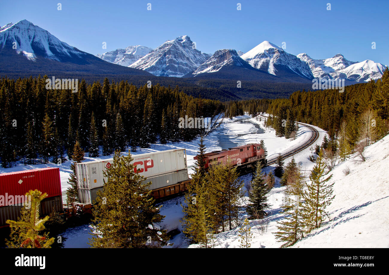 Lake Louise Rocky Mountains Train Tracks Morants Curve Canada Stock ...