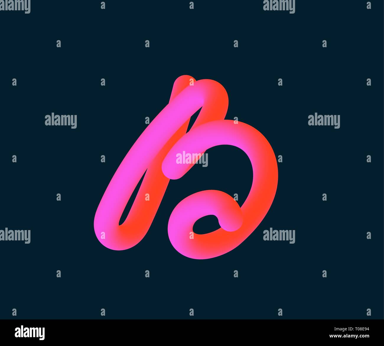 Vector isolated letters. - Vektorgrafik. Neon 3D letter. 3D Rounded ...