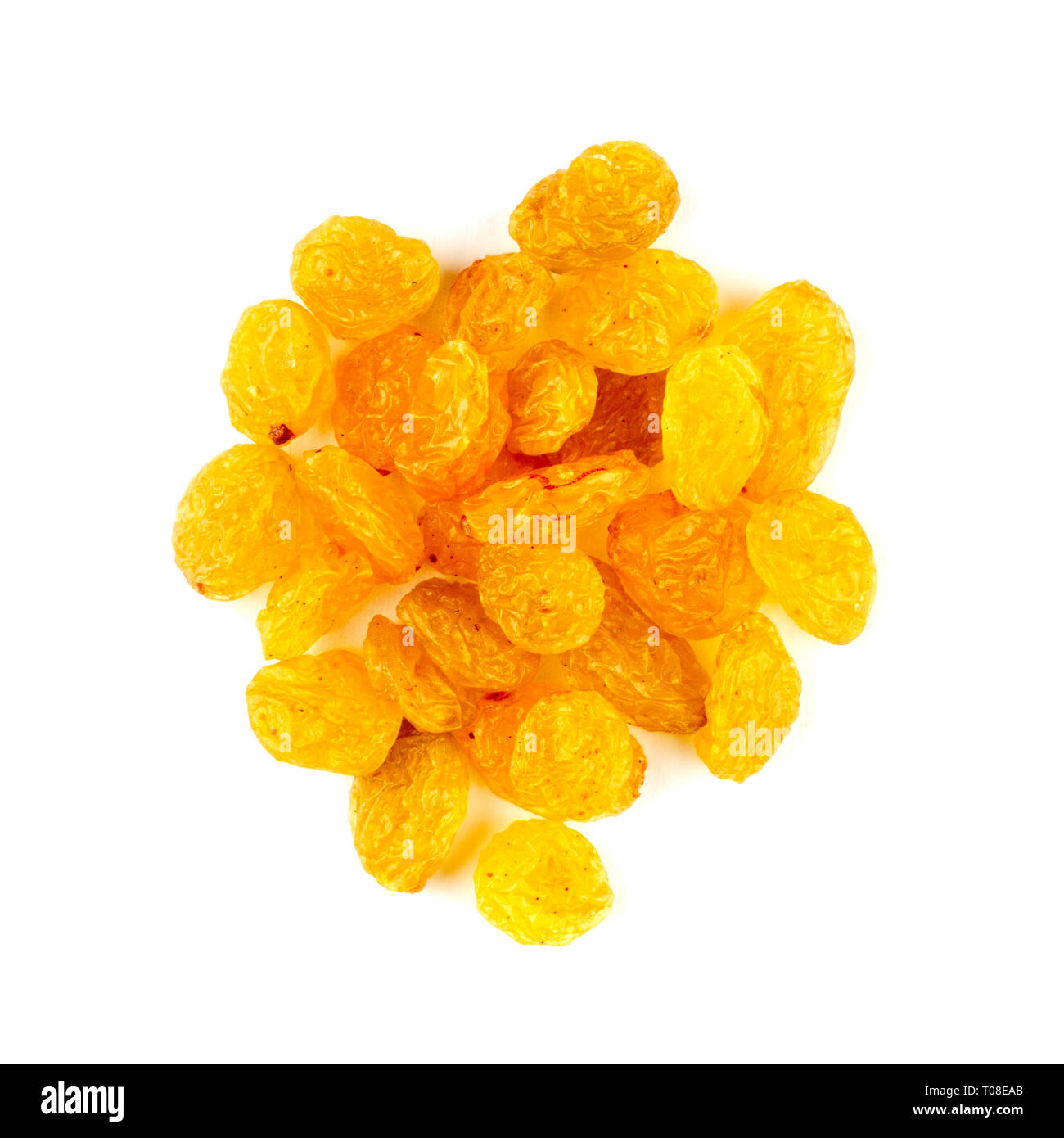 yellow golden raisins from white grapes isolated on white background ...