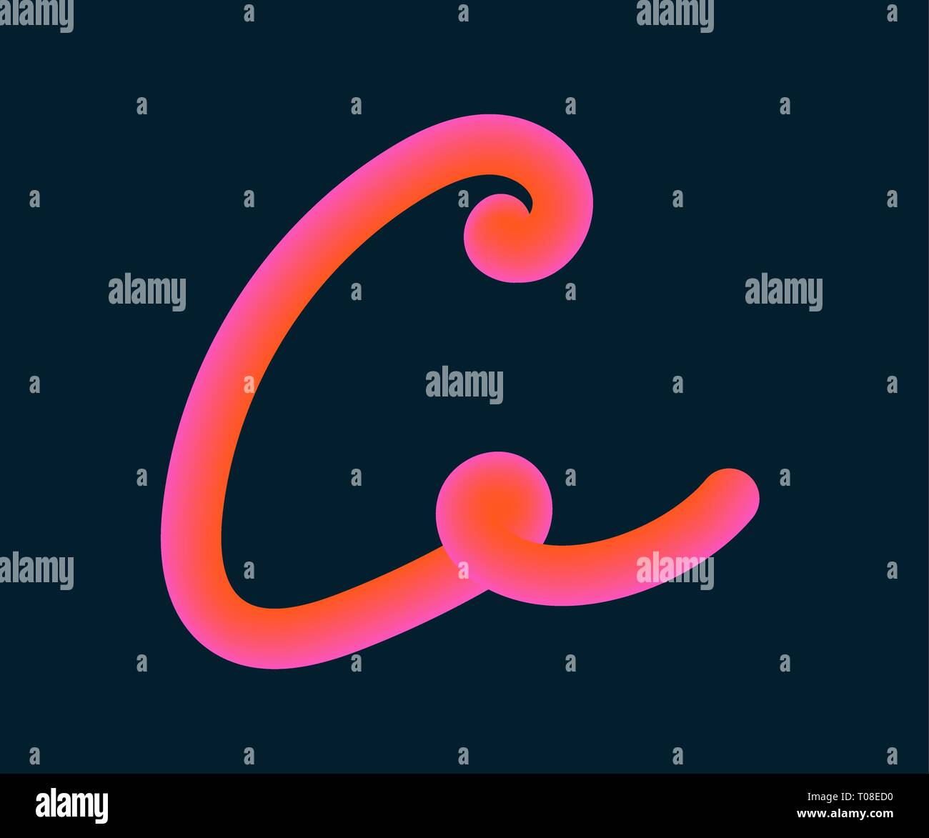 Vector isolated letters. - Vektorgrafik. Neon 3D letter. 3D Rounded ...