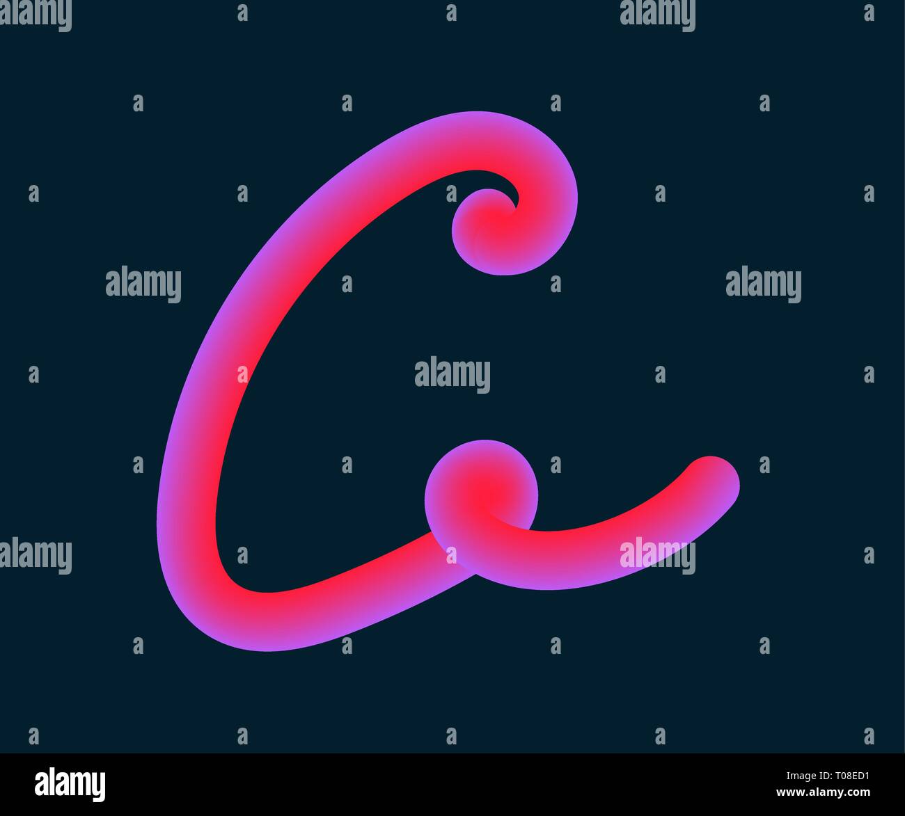 Vector isolated letters. - Vektorgrafik. Neon 3D letter. 3D Rounded ...