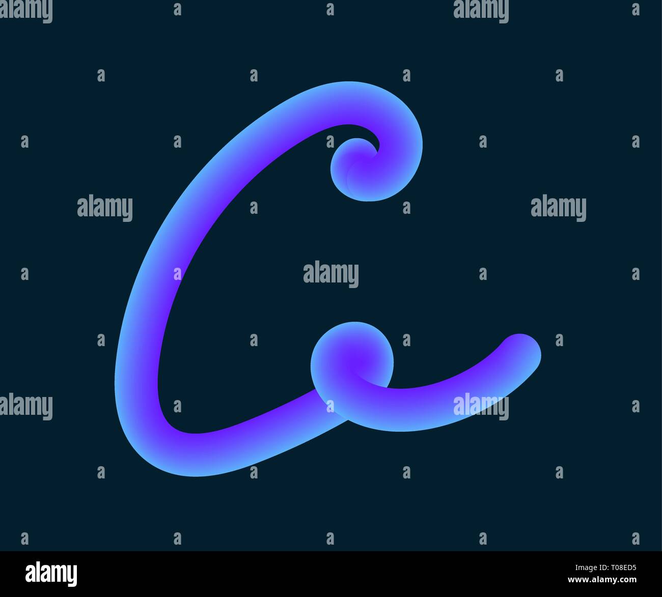 Vector isolated letters. - Vektorgrafik. Neon 3D letter. 3D Rounded ...