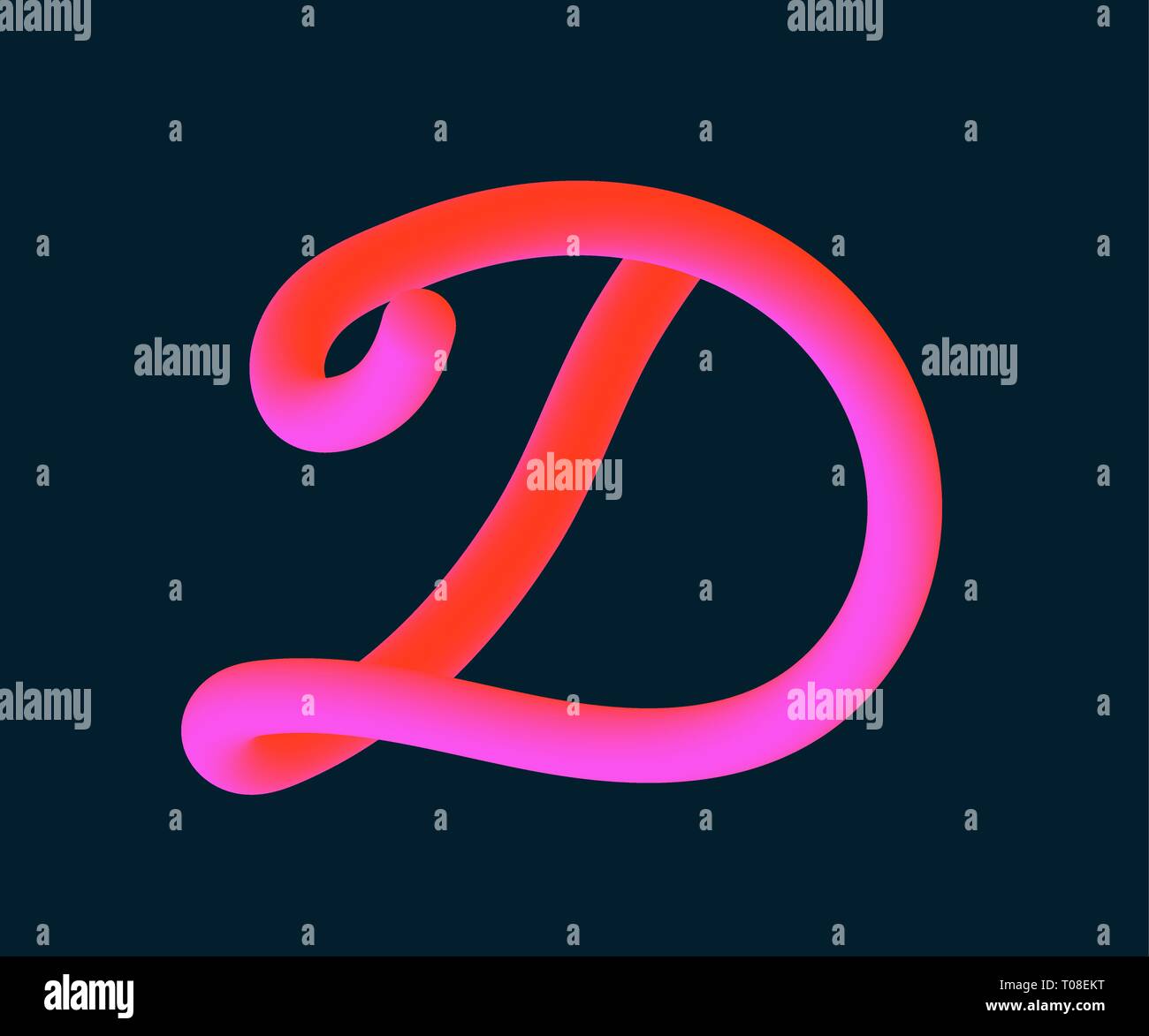 Vector isolated letters. - Vektorgrafik. Neon 3D letter. 3D Rounded ...