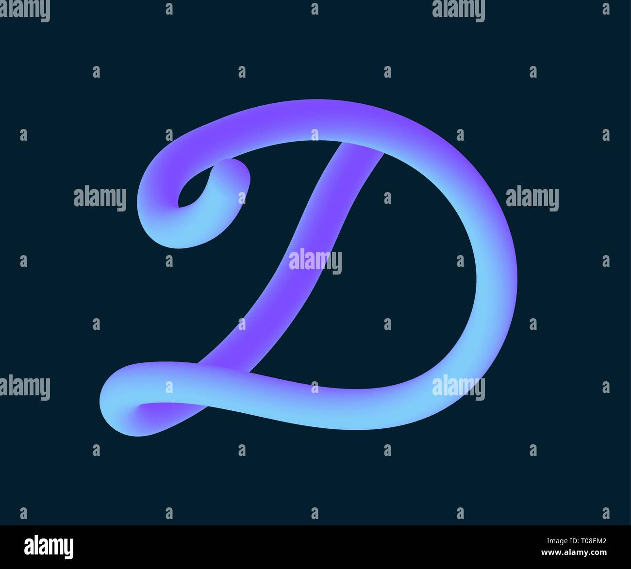 Vector isolated letters. - Vektorgrafik. Neon 3D letter. 3D Rounded ...