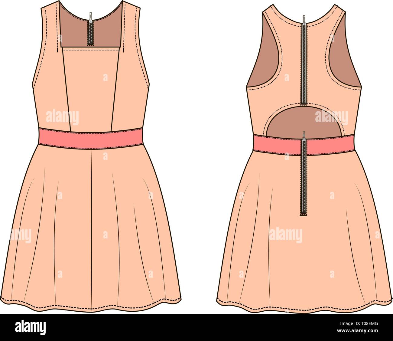 Vector illustration of dress. Front and back views Stock Vector Image ...