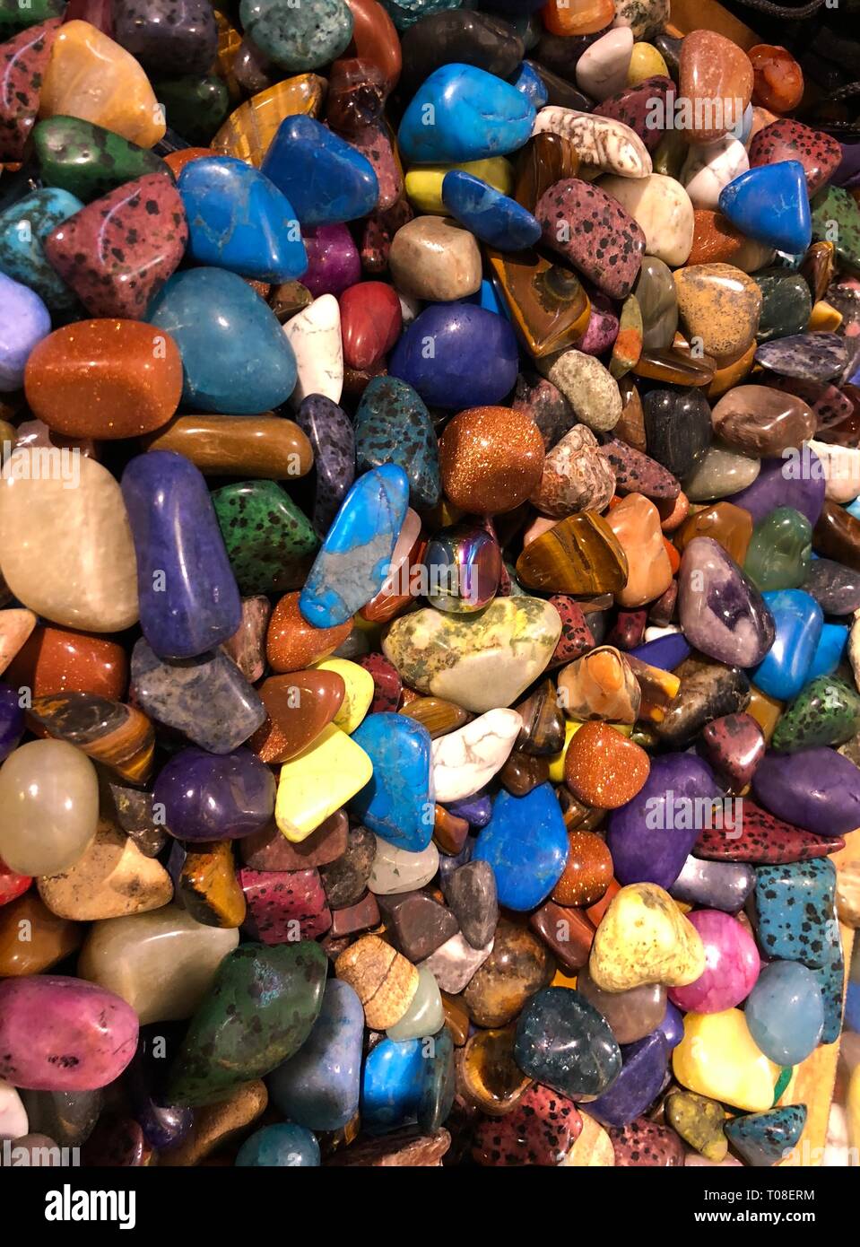 Medium close up of assorted mix of colorful rocks and gemstones Stock ...