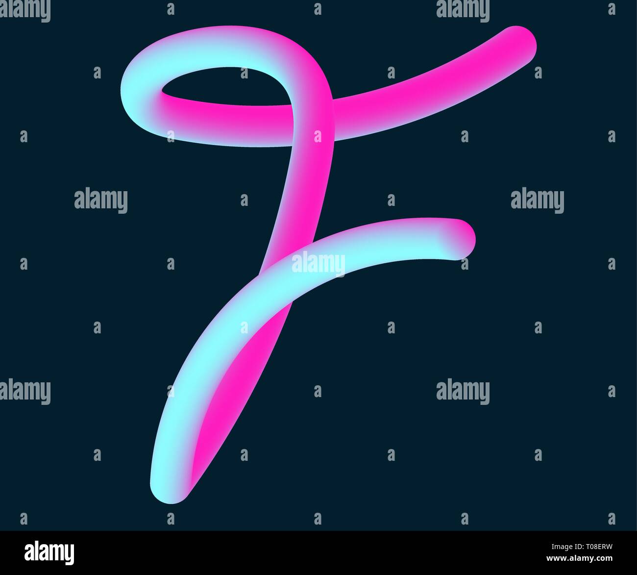 Vector isolated letters. - Vektorgrafik. Neon 3D letter. 3D Rounded ...